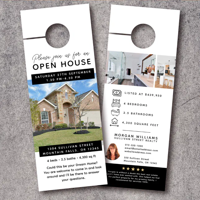 Open House Invitation Real Estate Farming Door Hanger | Zazzle