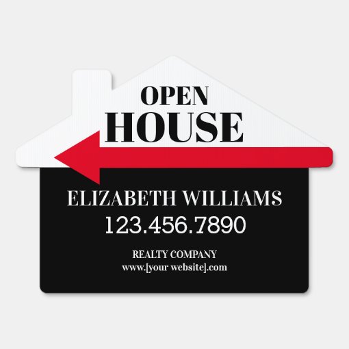 Open House Left Arrow House Shaped Sign | Zazzle