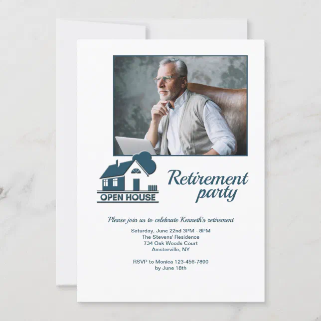 Open House Photo Retirement Party Invitation | Zazzle