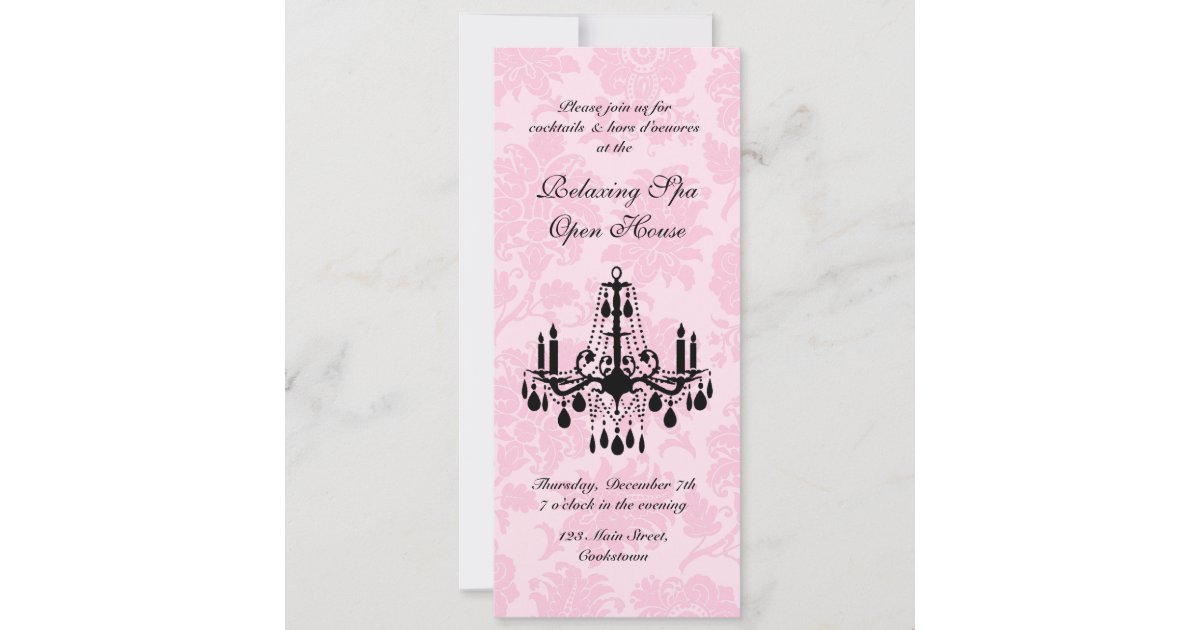 Open House Pink Victorian Damask Invitation | Zazzle