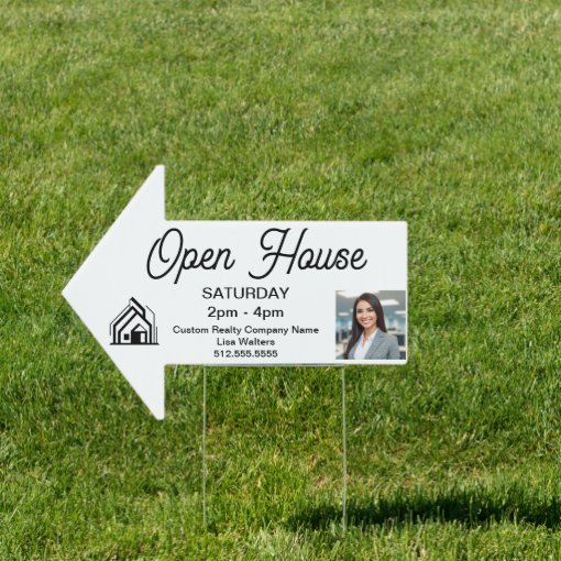 Open House Real Estate Company Photo Arrow Yard Sign | Zazzle
