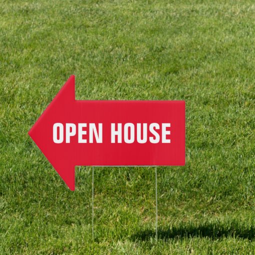 Open house real estate directional arrow yard sign | Zazzle