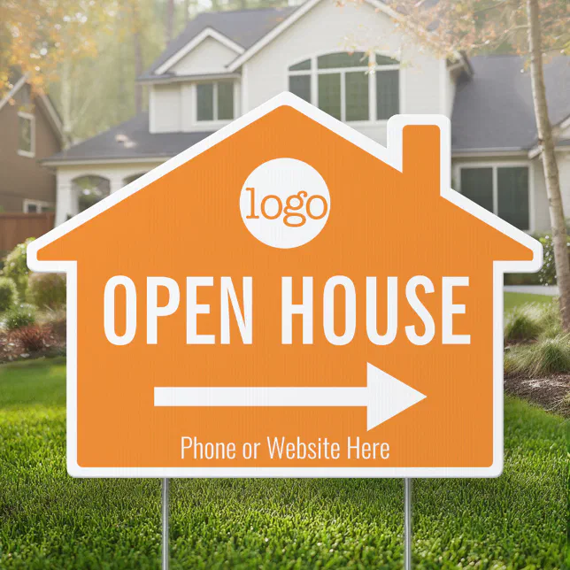 Open House - Real Estate Logo Directional Arrow Sign | Zazzle