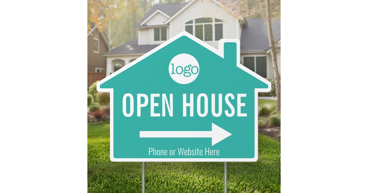 Open House - Real Estate Logo with Arrow Sign | Zazzle