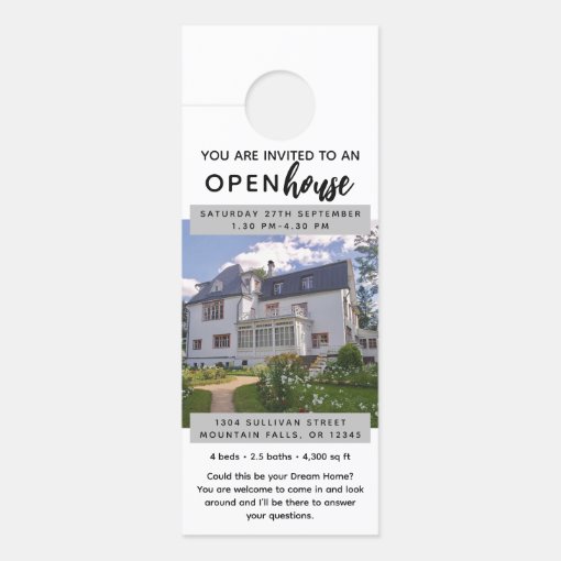 Open House Real Estate Marketing Door Hanger | Zazzle