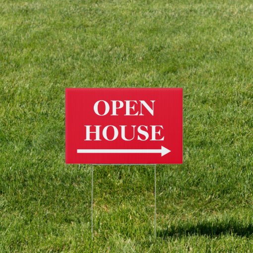 Open house real estate yard sign with arrow | Zazzle