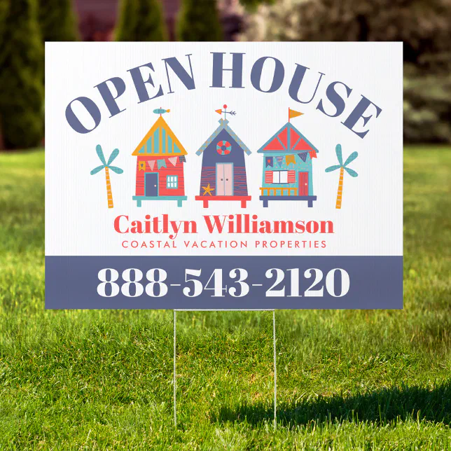 Open House Vacation Real Estate Beach House Yard Sign | Zazzle