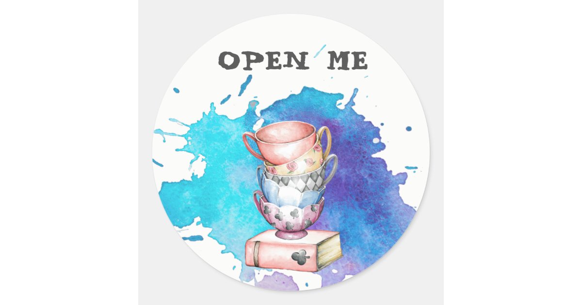 Open Me, Tea Party Stickers | Zazzle