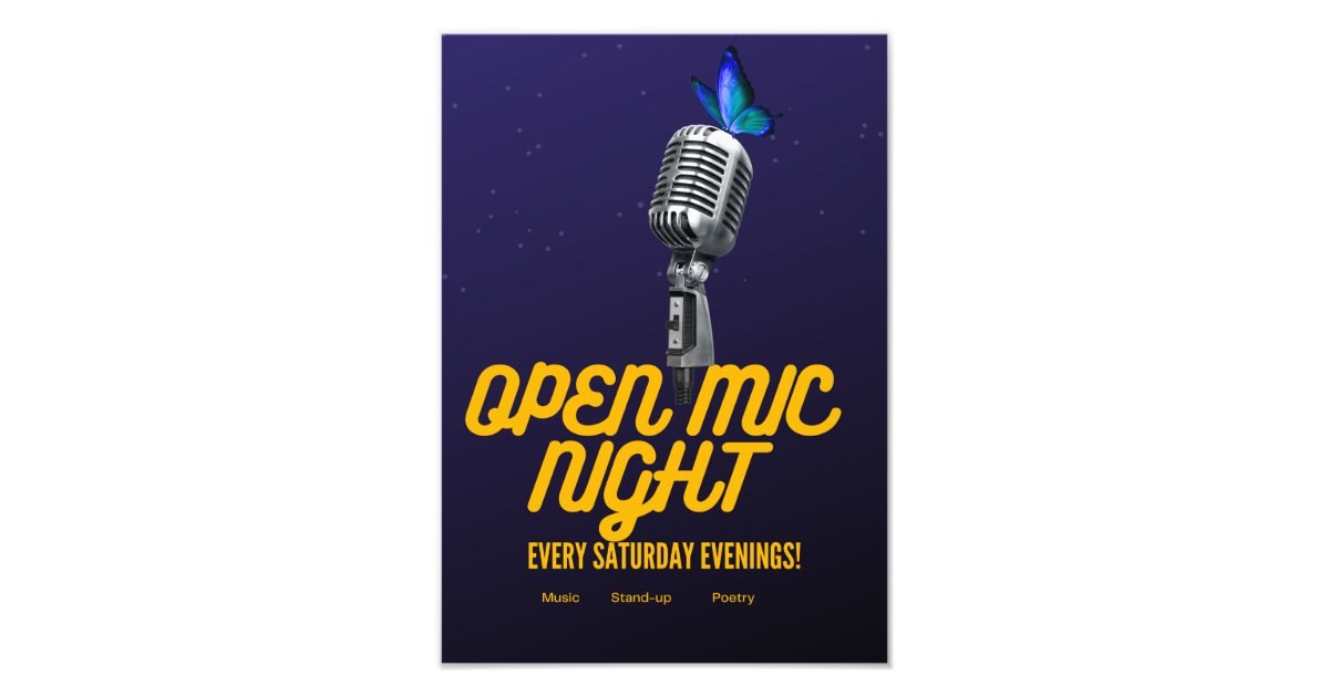open mic stand up retro poster | Zazzle