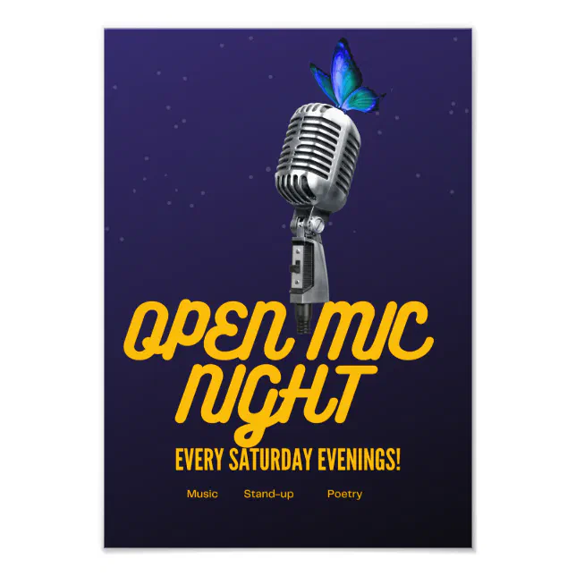 open mic stand up retro poster | Zazzle