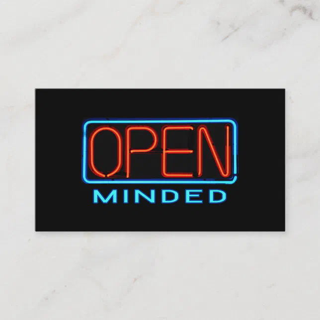 Open Minded Neon Sign Business Card | Zazzle