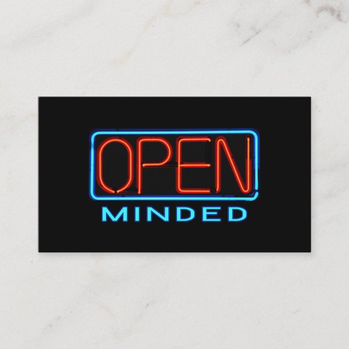Open Minded Neon Sign Business Card | Zazzle.com