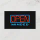 Open Minded Neon Sign Business Card | Zazzle