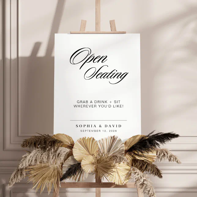 Open Seating Sign | Modern Minimalist Wedding Sign | Zazzle