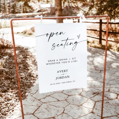 Open Seating Sign | Modern Minimalist Wedding Sign | Zazzle
