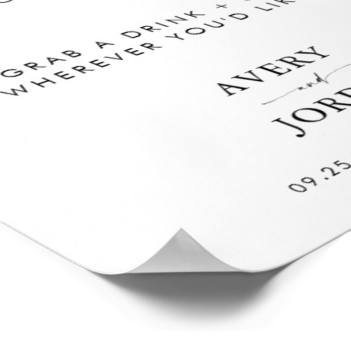 Open Seating Sign | Modern Minimalist Wedding Sign | Zazzle