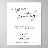 Open Seating Sign | Modern Minimalist Wedding Sign | Zazzle