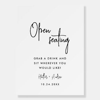 Open Seating Wedding Seating Sign | Zazzle