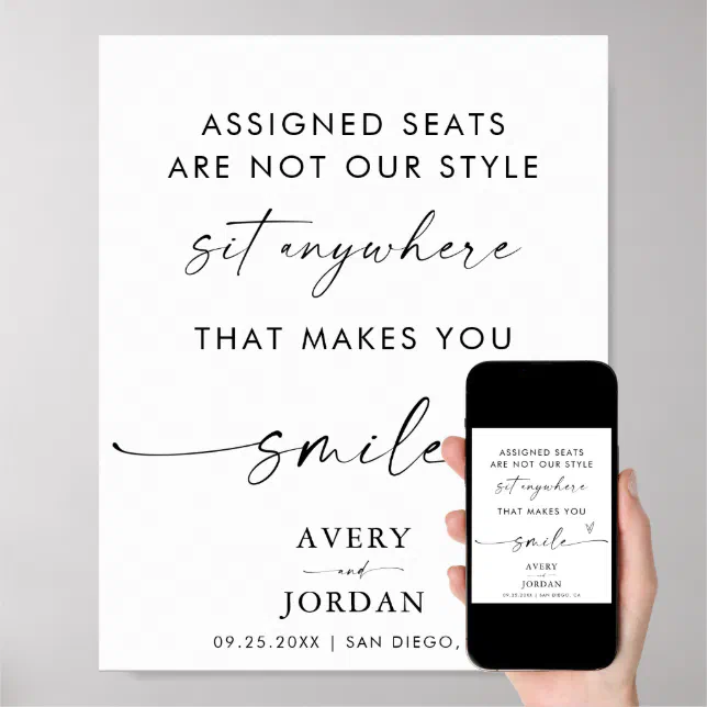Open Seating Wedding Sign | No Assigned Seats | Zazzle