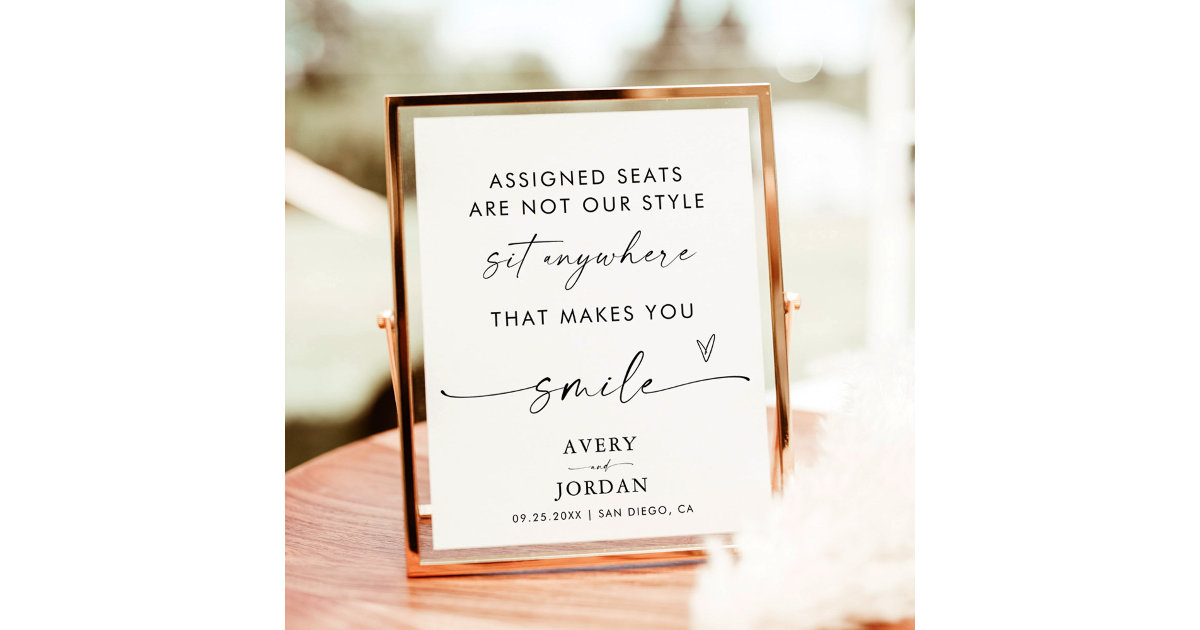 Open Seating Wedding Sign | No Assigned Seats | Zazzle