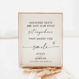 Open Seating Wedding Sign | No Assigned Seats | Zazzle