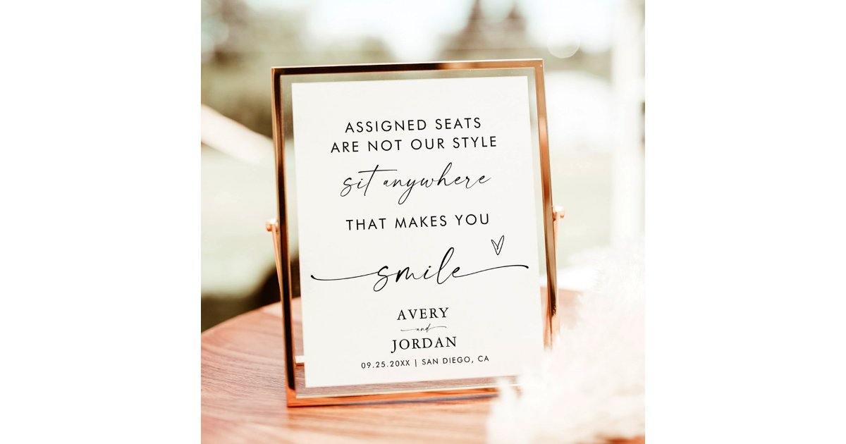Open Seating Wedding Sign | No Assigned Seats | Zazzle
