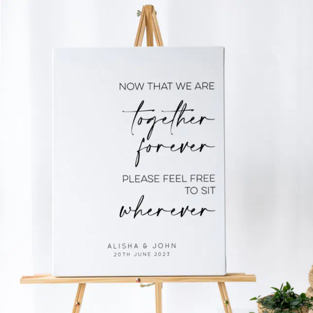 Open Seating Wedding Sign // No Seating Plan | Zazzle