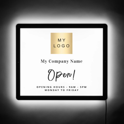 Open sign white business logo | Zazzle