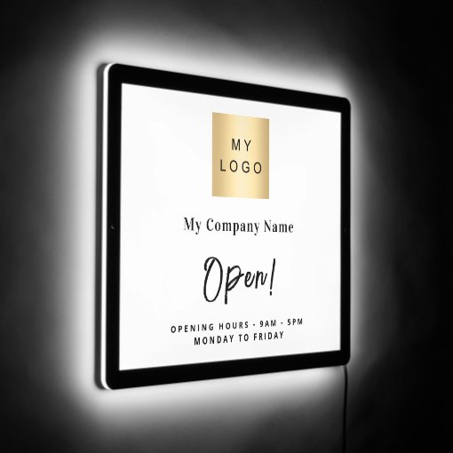 Open sign white business logo | Zazzle