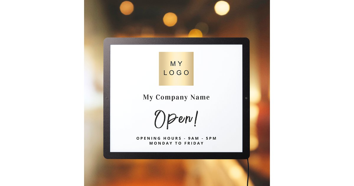 Open sign white business logo | Zazzle