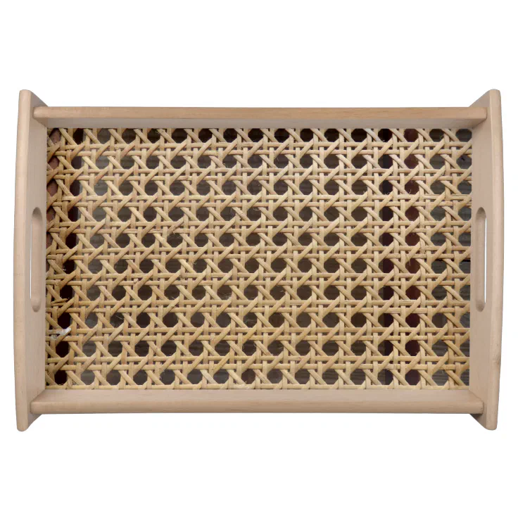 Open Weave Rattan Cane Serving Tray | Zazzle