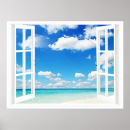 Open Window at the Beach Poster | Zazzle