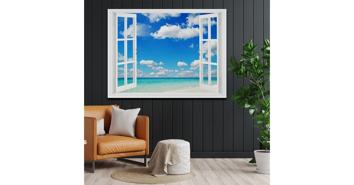 Open Window at the Beach Poster | Zazzle