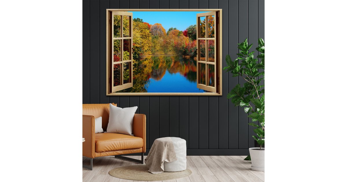 Open Window Autumn Lakeside Poster | Zazzle