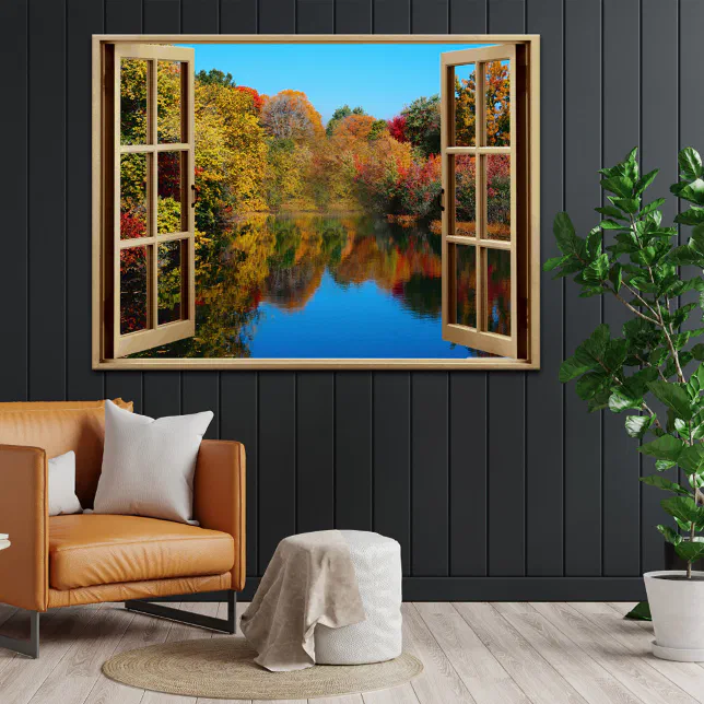 Open Window Autumn Lakeside Poster | Zazzle