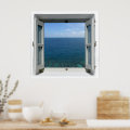 Open Window Blue Ocean Sea View Poster | Zazzle
