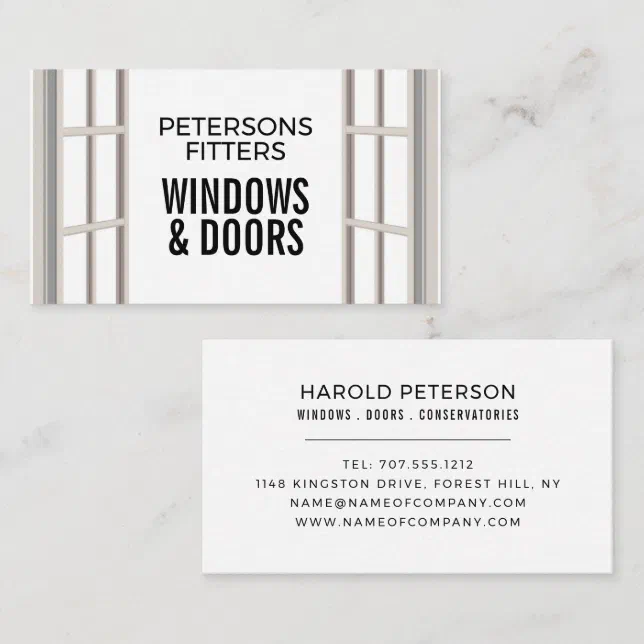 Open Window Design, Window & Door Fitter Company Business Card | Zazzle