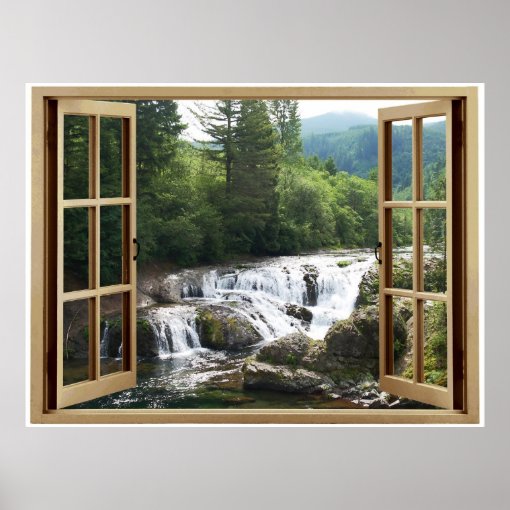 Open Window Waterfall River Poster | Zazzle