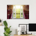 Open window with countryside view and sunlight str poster | Zazzle