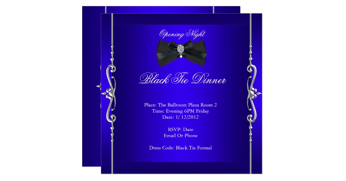 Opening Night Black Tie Formal Royal Blue Invitation | Zazzle.com