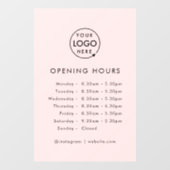 Opening Times | Business Logo Opening Hours Pink Wall Decal | Zazzle