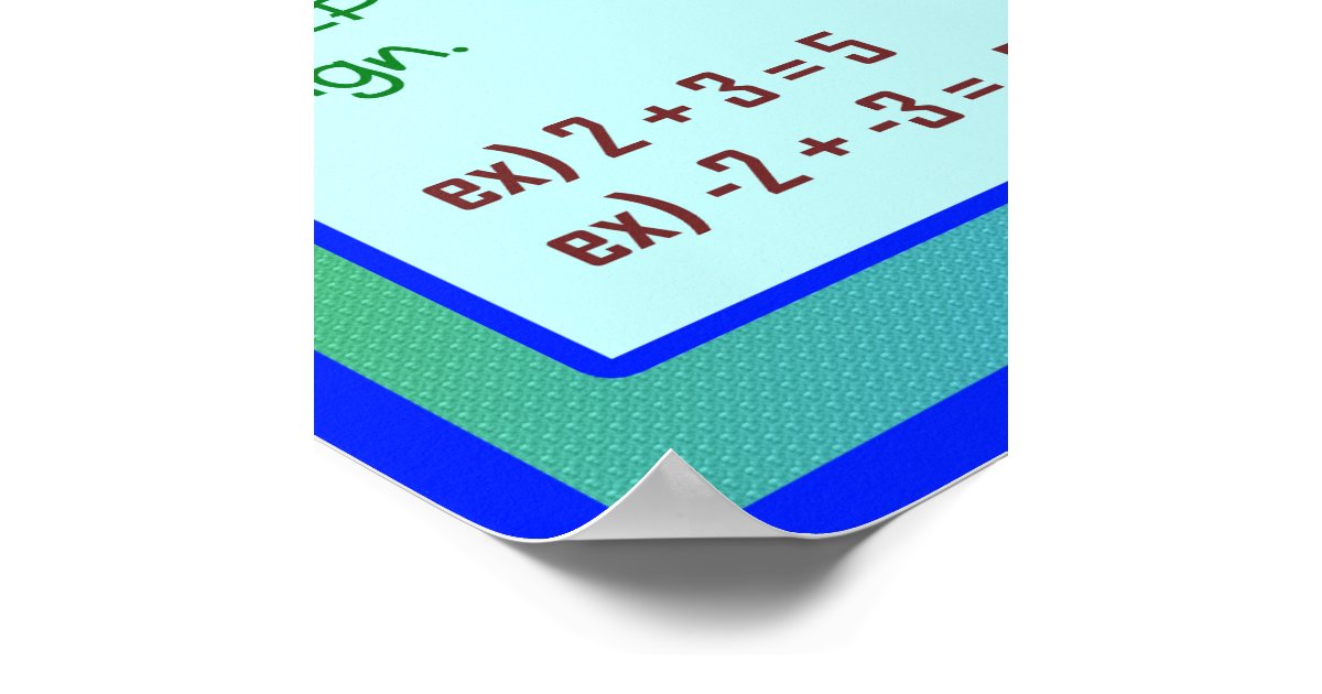 Operations With Integers Graphic Organizer Poster | Zazzle.com