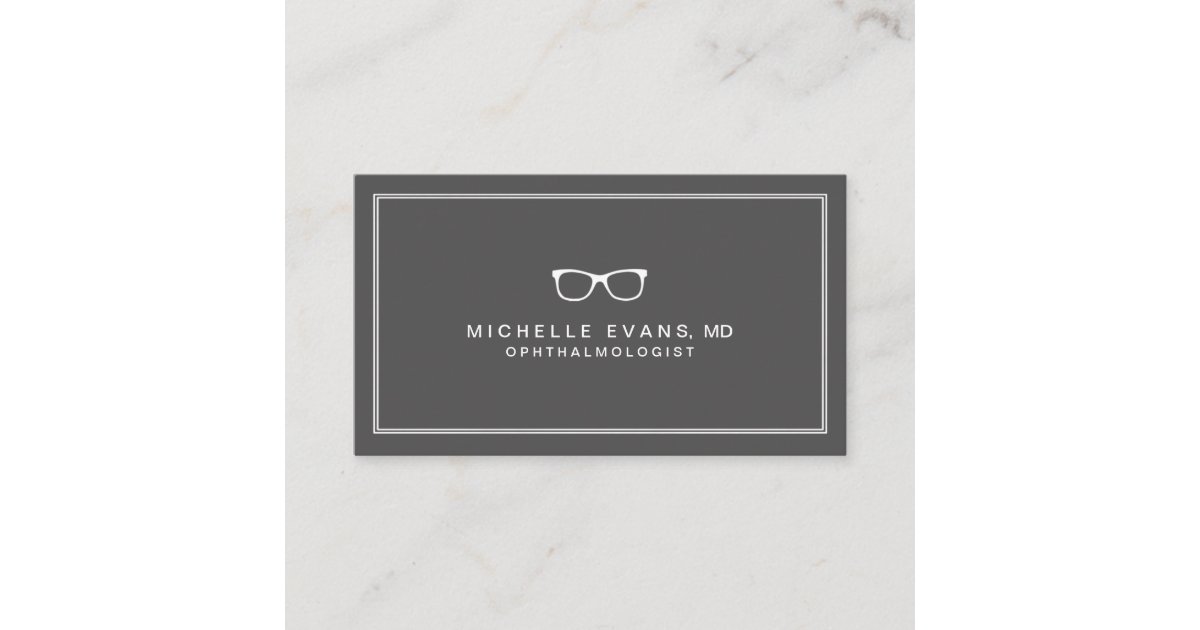 Ophthalmologist Gray and White Eyeglasses Business Card | Zazzle