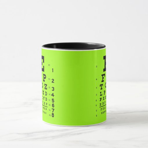 Ophthalmology Eye Chart Green & Black Combo Mug | Zazzle