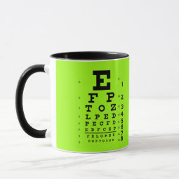 Ophthalmology Eye Chart Green & Black Combo Mug | Zazzle