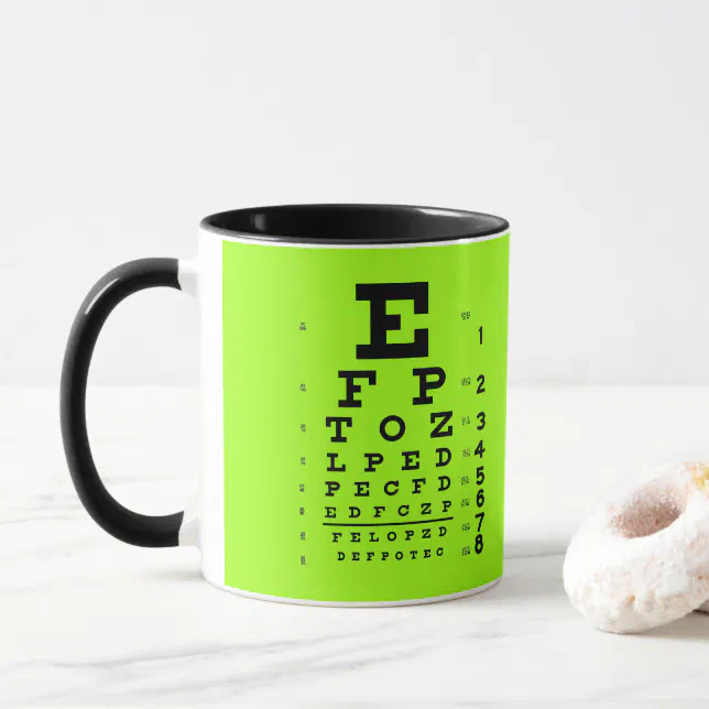 Ophthalmology Eye Chart Green & Black Combo Mug | Zazzle