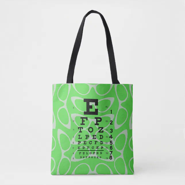 Ophthalmology Eye Chart Retro Cat Eyes Green Tote Bag | Zazzle
