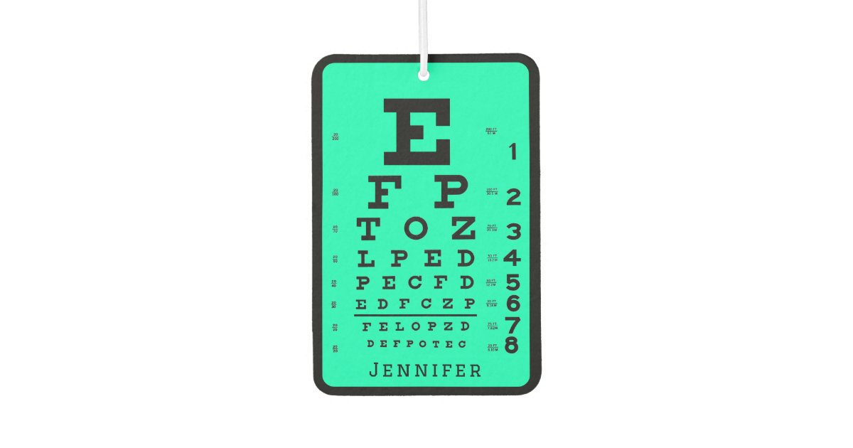 Ophthalmology Eye Chart Teal & Black Personalized Air Freshener | Zazzle