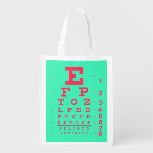 Ophthalmology Visual Acuity Eye Chart Pop Art Reusable Grocery Bag | Zazzle