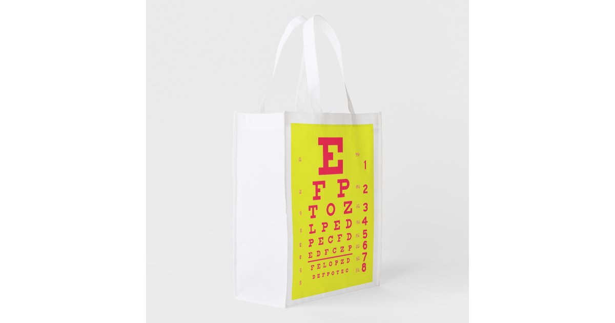 Ophthalmology Visual Acuity Eye Chart Pop Art Reusable Grocery Bag | Zazzle